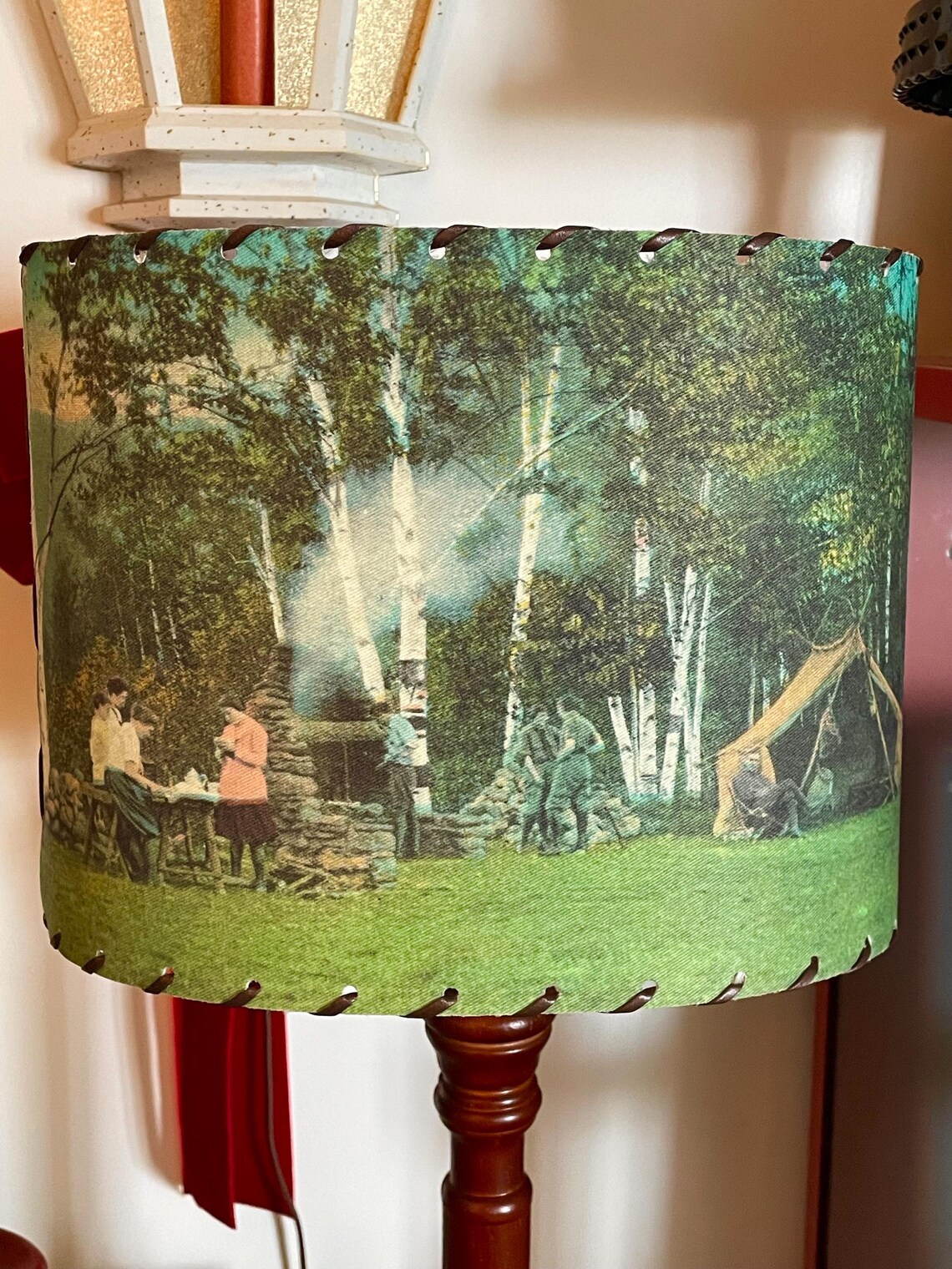 Camping Scenes Lamp Shade Made With Vintage Images Handmade in the Good ...