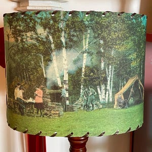 Camping Scenes Lamp Shade Made With Vintage Images Handmade in the Good ...