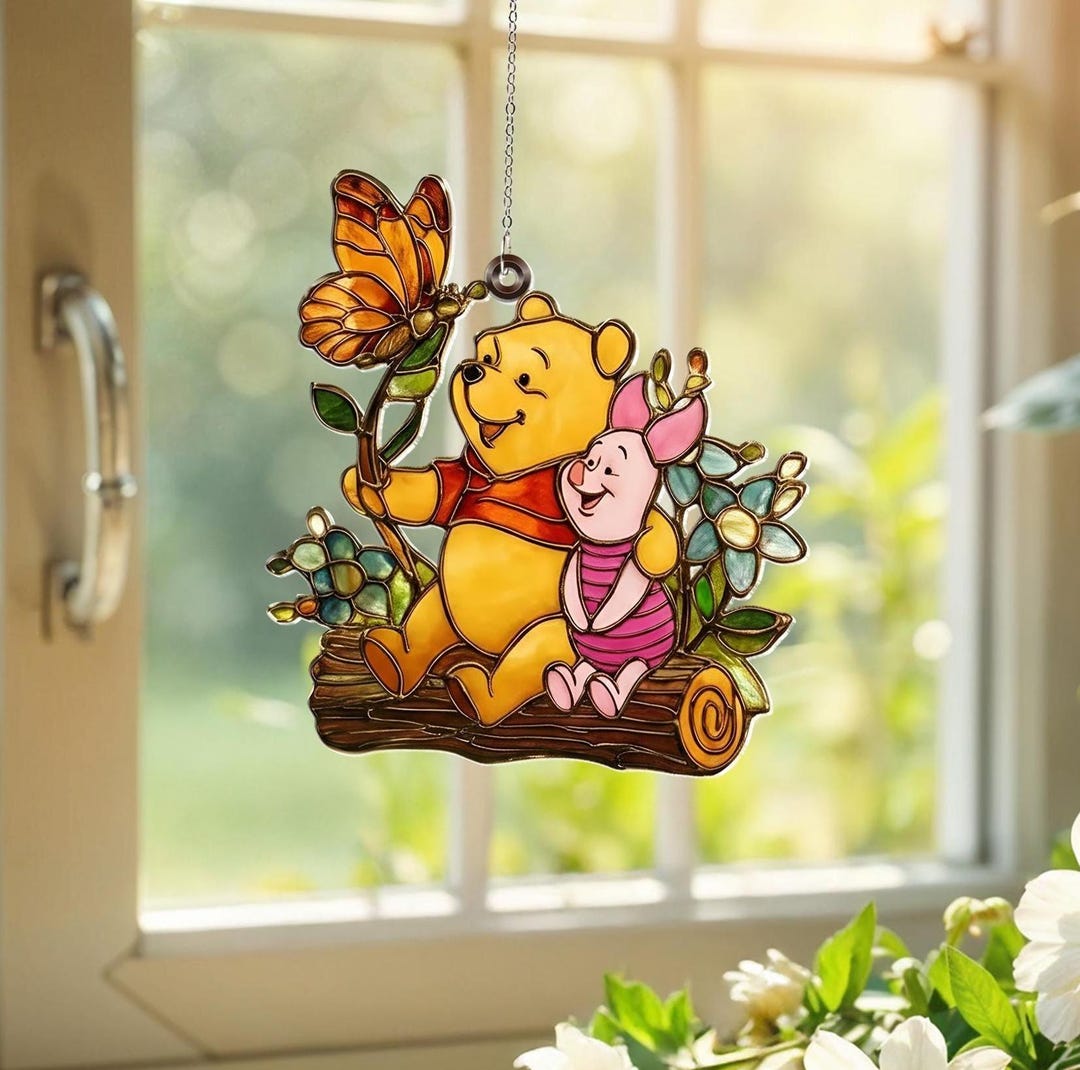 Winnie the Pooh Acrylic Suncatcher, Pooh and Friends Window Hanging ...