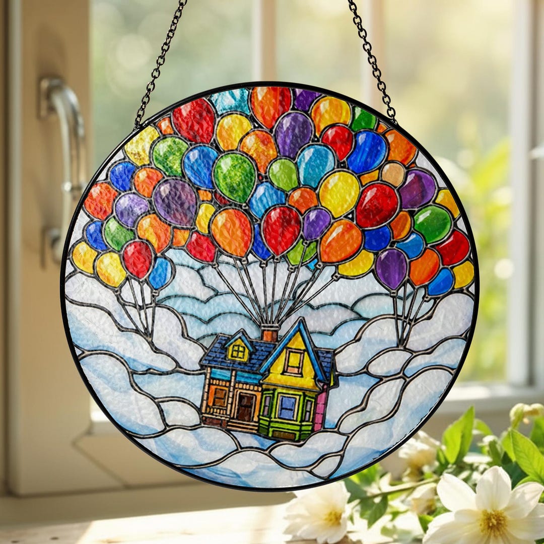 Up House Balloon Stained Glass Suncatcher, Disney Pixar up Window ...