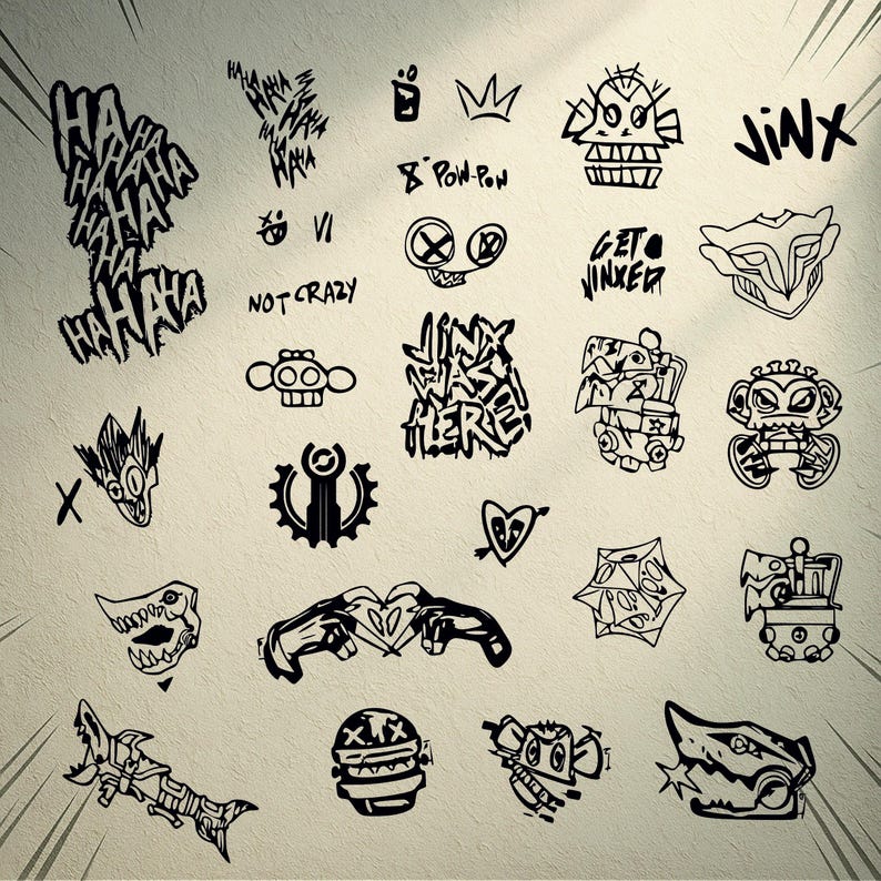 Arcane Jinx Symbols SVG Bundle - Black and White Line Art - Digital ...