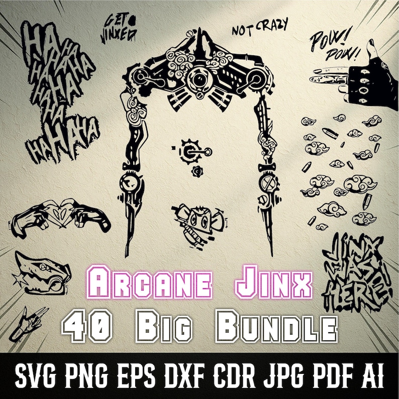 Arcane Jinx Symbols SVG Bundle - Black and White Line Art - Digital ...