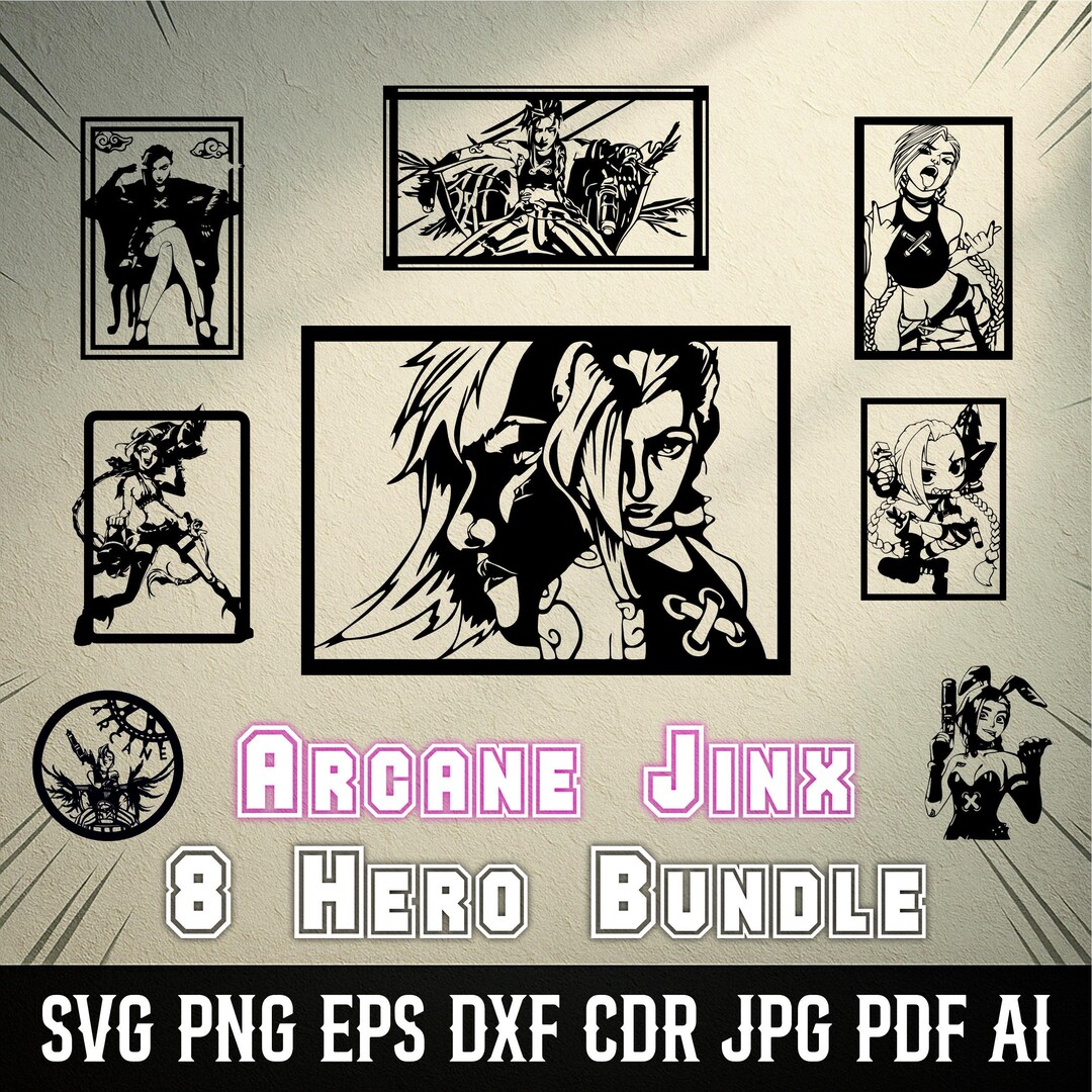 Arcane Jinx Wall Decor DXF SVG Bundle - League of Legends Decor - Laser ...
