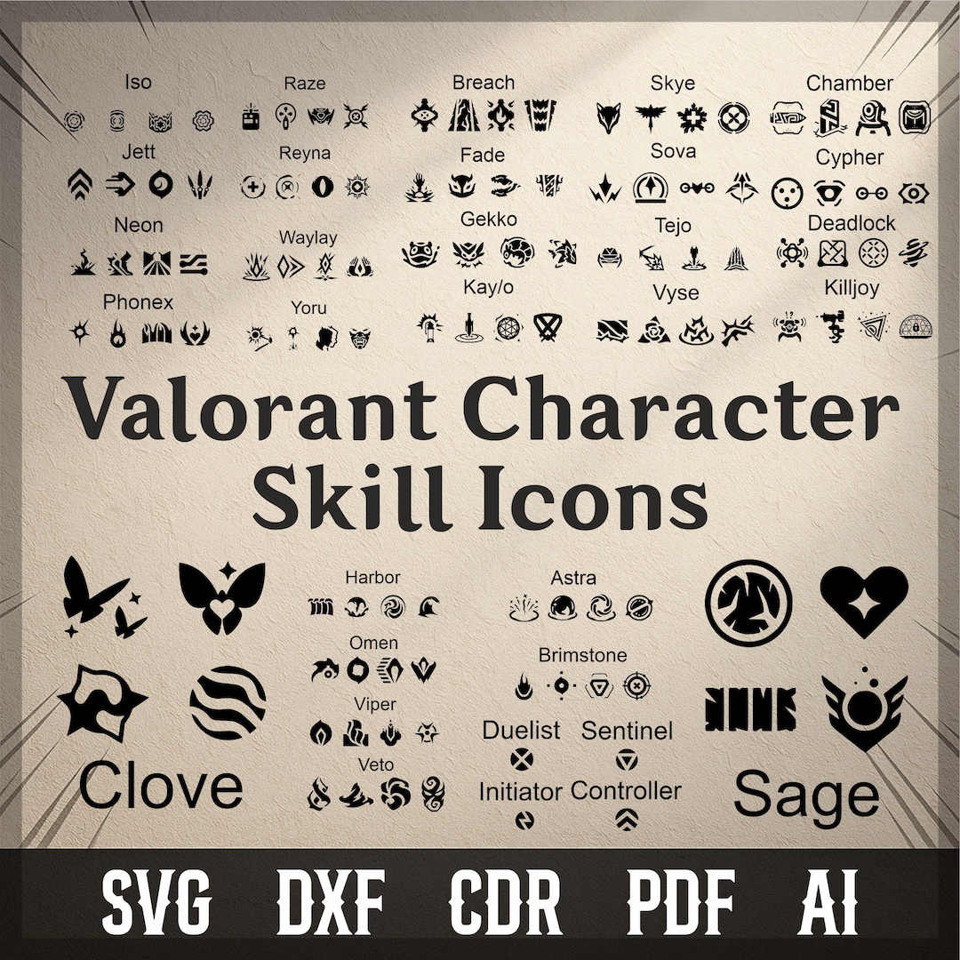 Valorant Agents Skill Icons SVG Bundle - Ability Vectors for Laser Cut ...