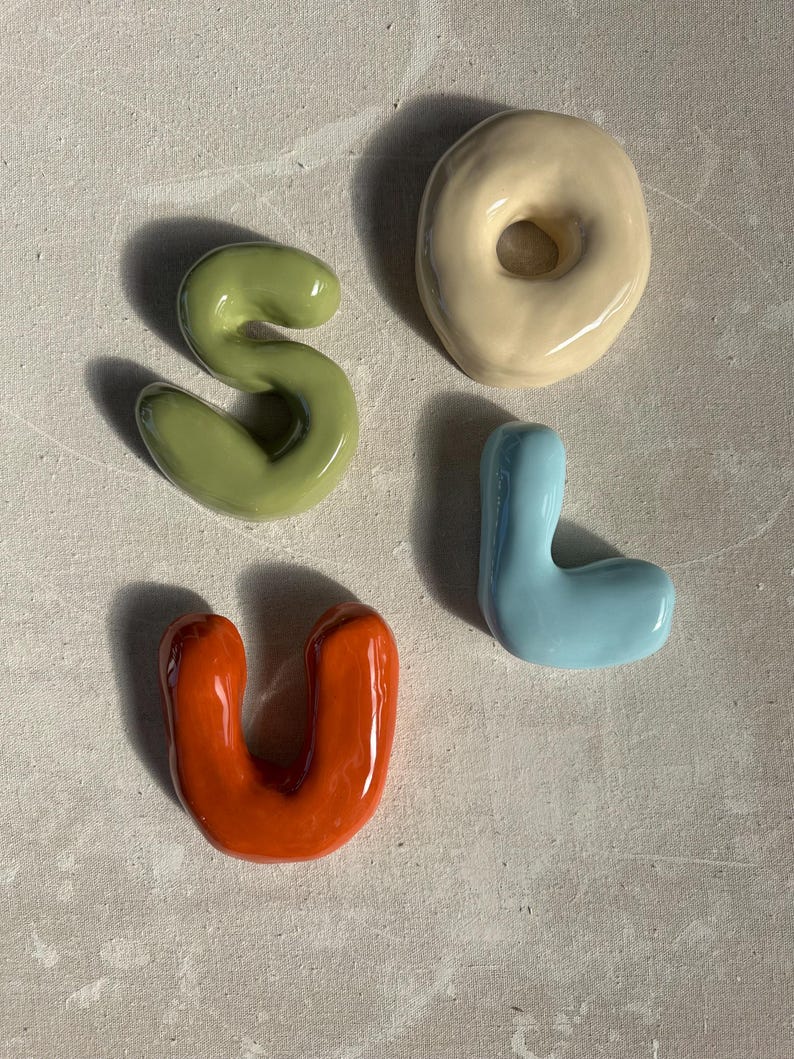 Handmade Custom Ceramic Letters: Colorful Clay Name Decor - Etsy Australia