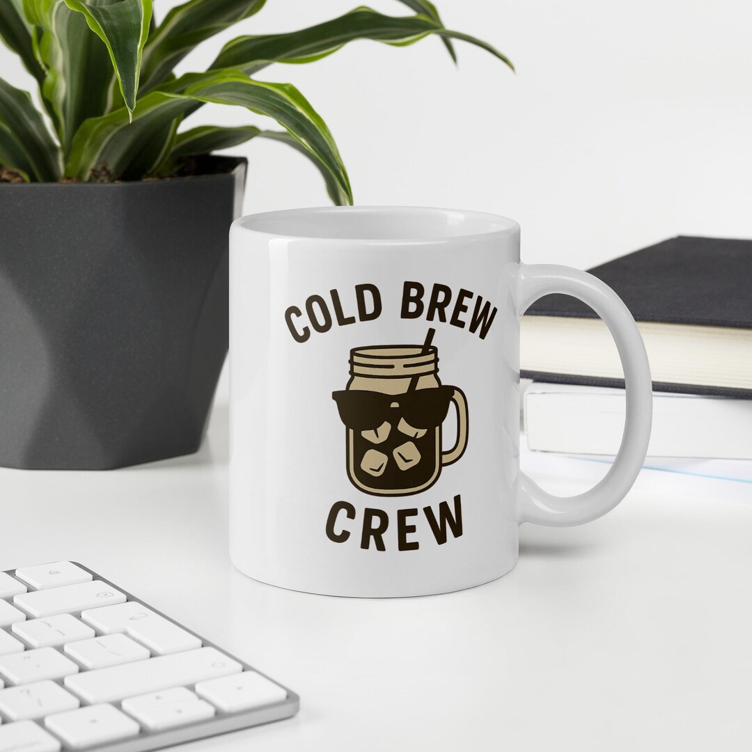 Cold Brew Crew Coffee Mug | Funny Iced Coffee Cup | Ceramic Barista ...