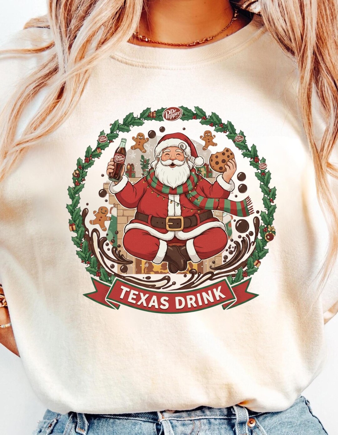 Texas Christmas Dr. Pepper Santa PNG | Cute Retro Santa Soda Shirt ...
