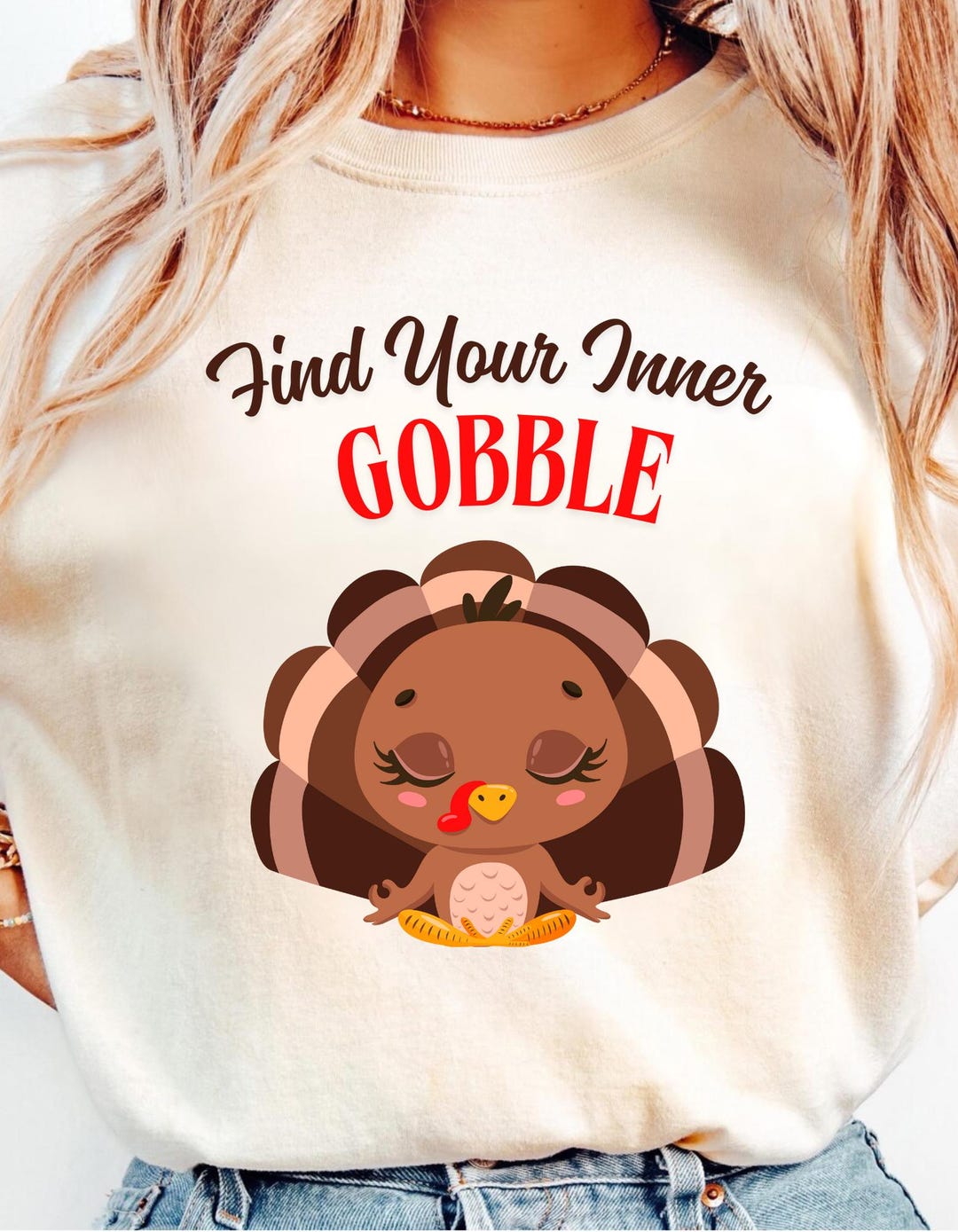 Find Your Inner Gobble Turkey Yoga PNG – Cute Thanksgiving Meditation ...