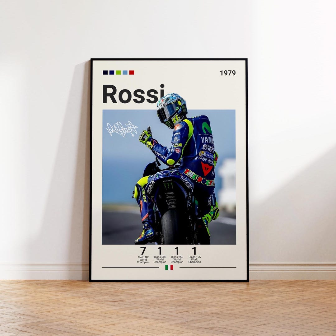 Valentino Rossi Poster, Rossi Yamaha Wall Art, Framed Rossi Motogp ...