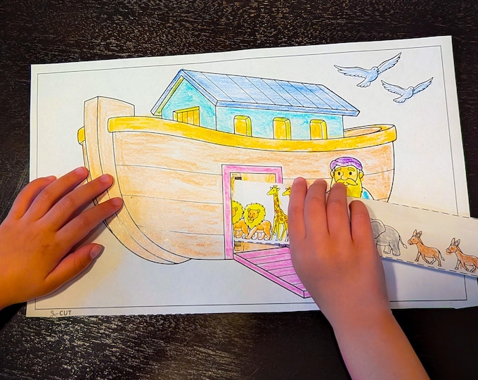 Noah's Ark Folding Surprise Craft, Noah Story for Kids, Bible Printable ...