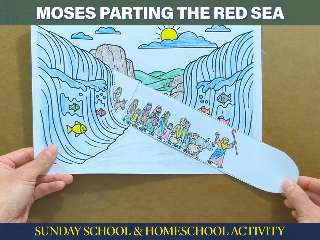 Moses Parting Red Sea Bible Craft for Kids | Be Still Exodus 14 Sunday ...