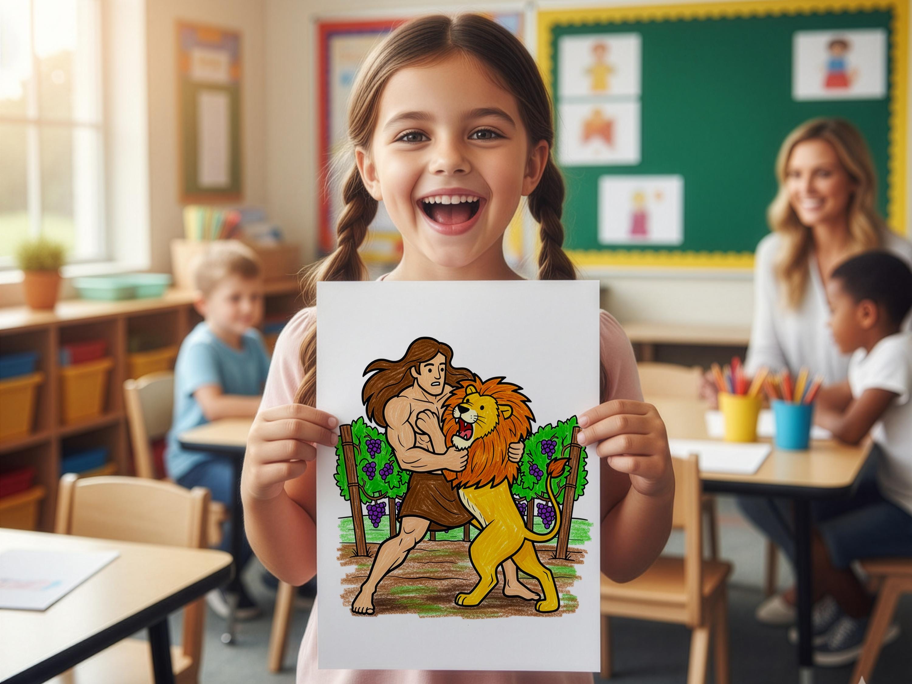 Samson Bible Coloring Book for Kids | Sunday School Lesson Activity ...