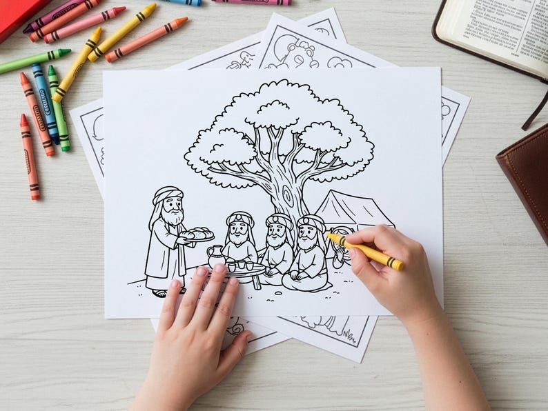 Abraham and Sarah Printable Coloring Book | 5 Page Genesis Bible Story ...