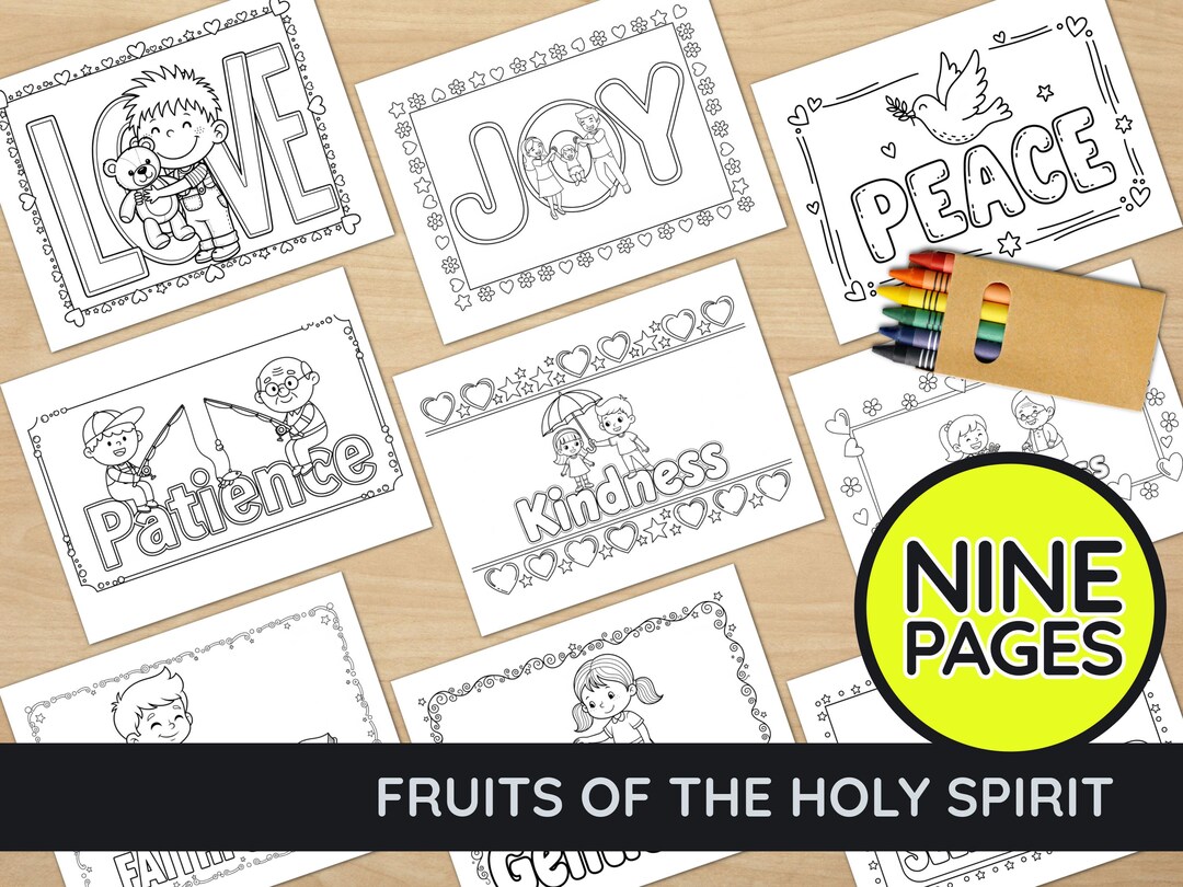 9-page Fruit of the Spirit Coloring Book | Sunday School Lesson Teacher ...