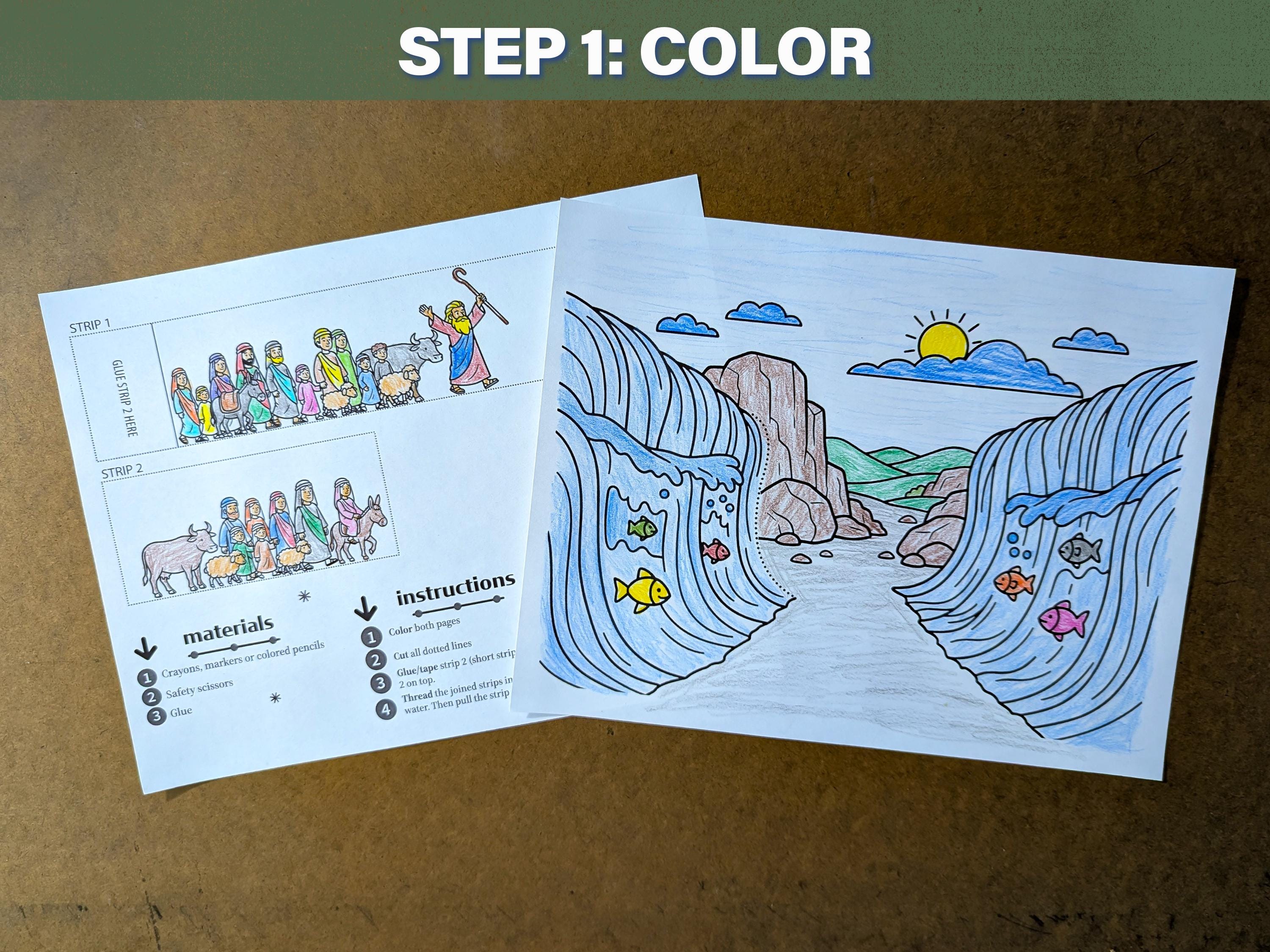 Moses Parting Red Sea Bible Craft for Kids | Be Still Exodus 14 Sunday ...