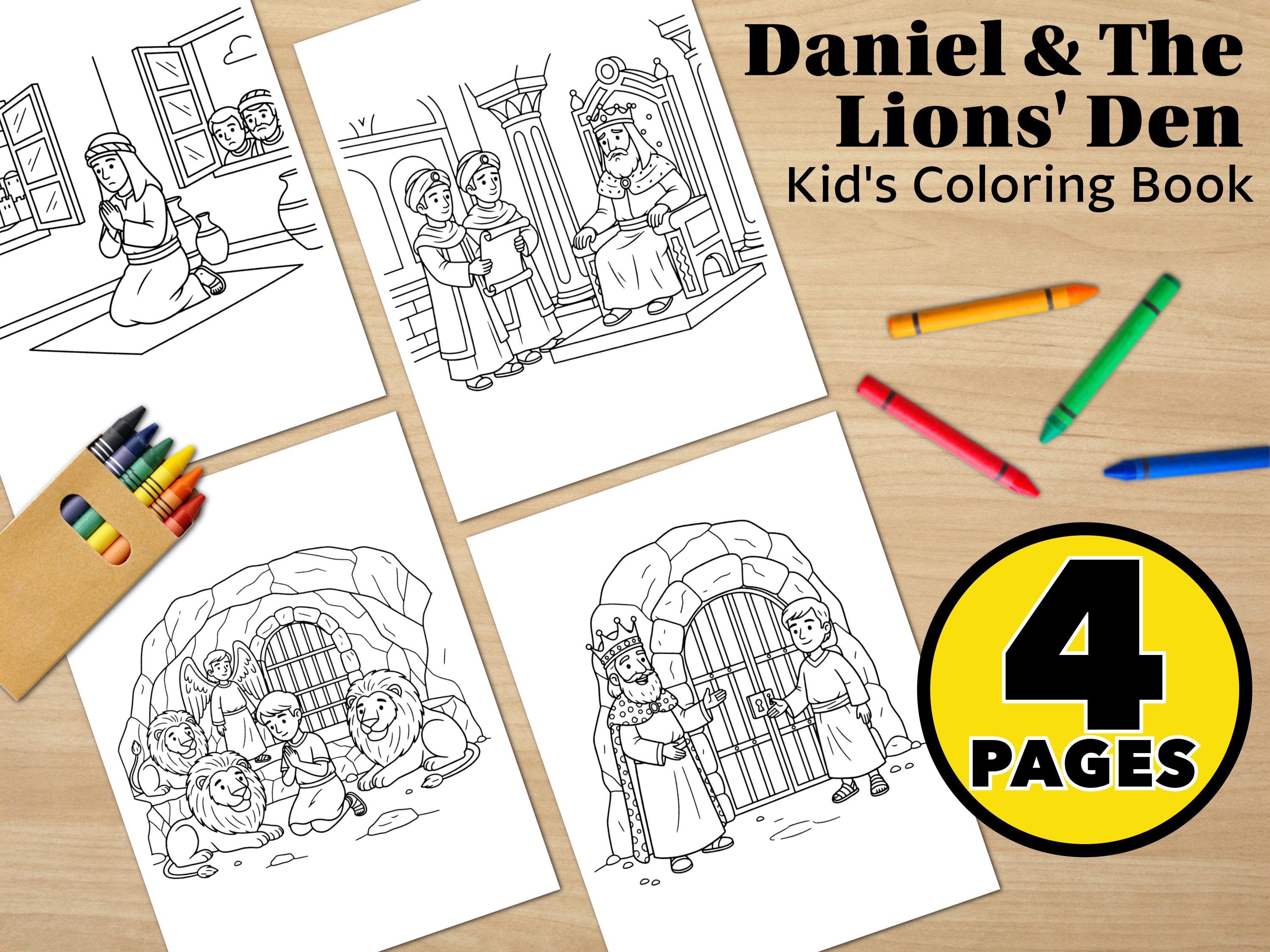 Daniel & the Lions Den Coloring Pages | Kids Bible Coloring Book ...