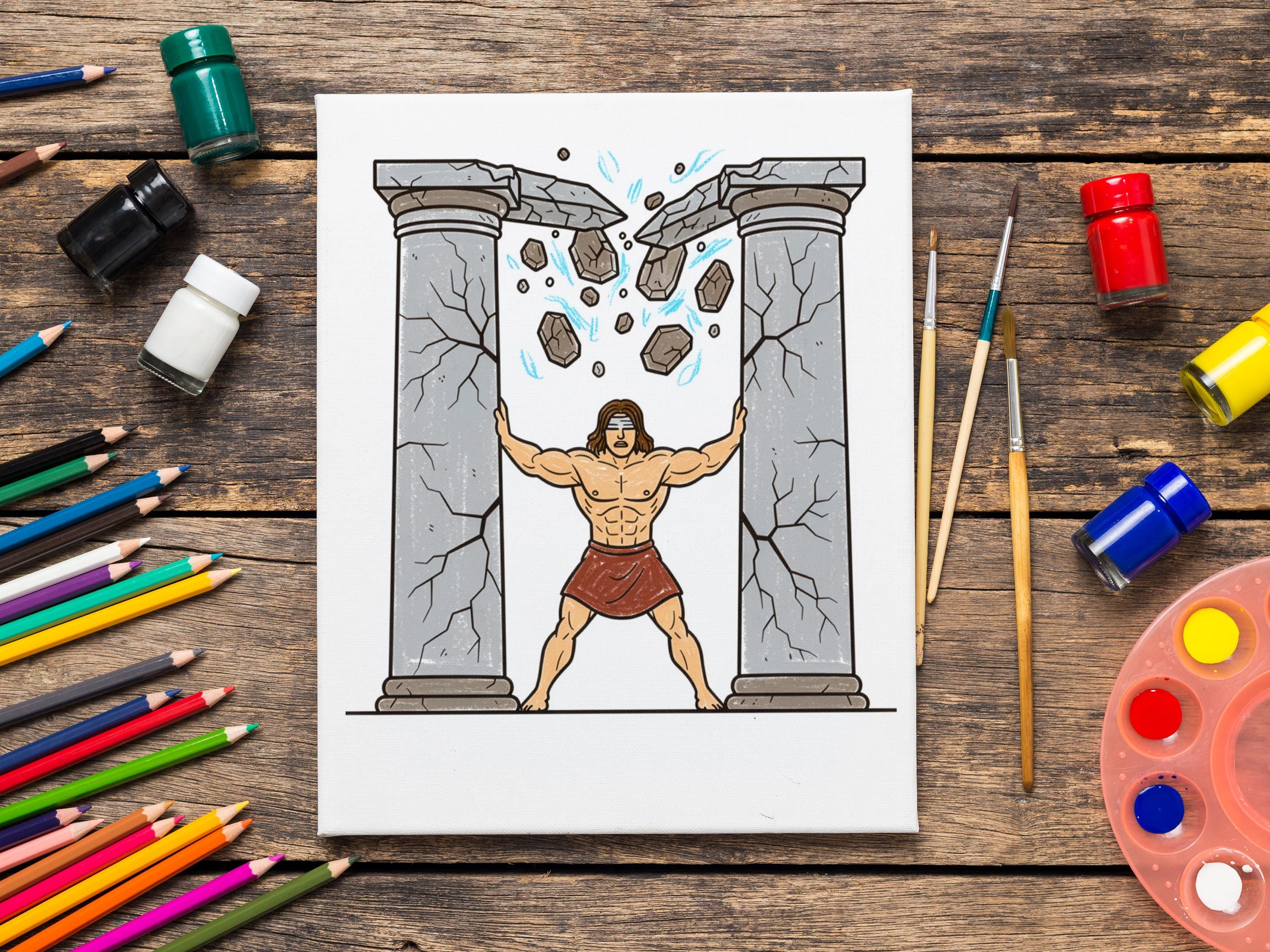 Samson Bible Coloring Book for Kids | Sunday School Lesson Activity ...