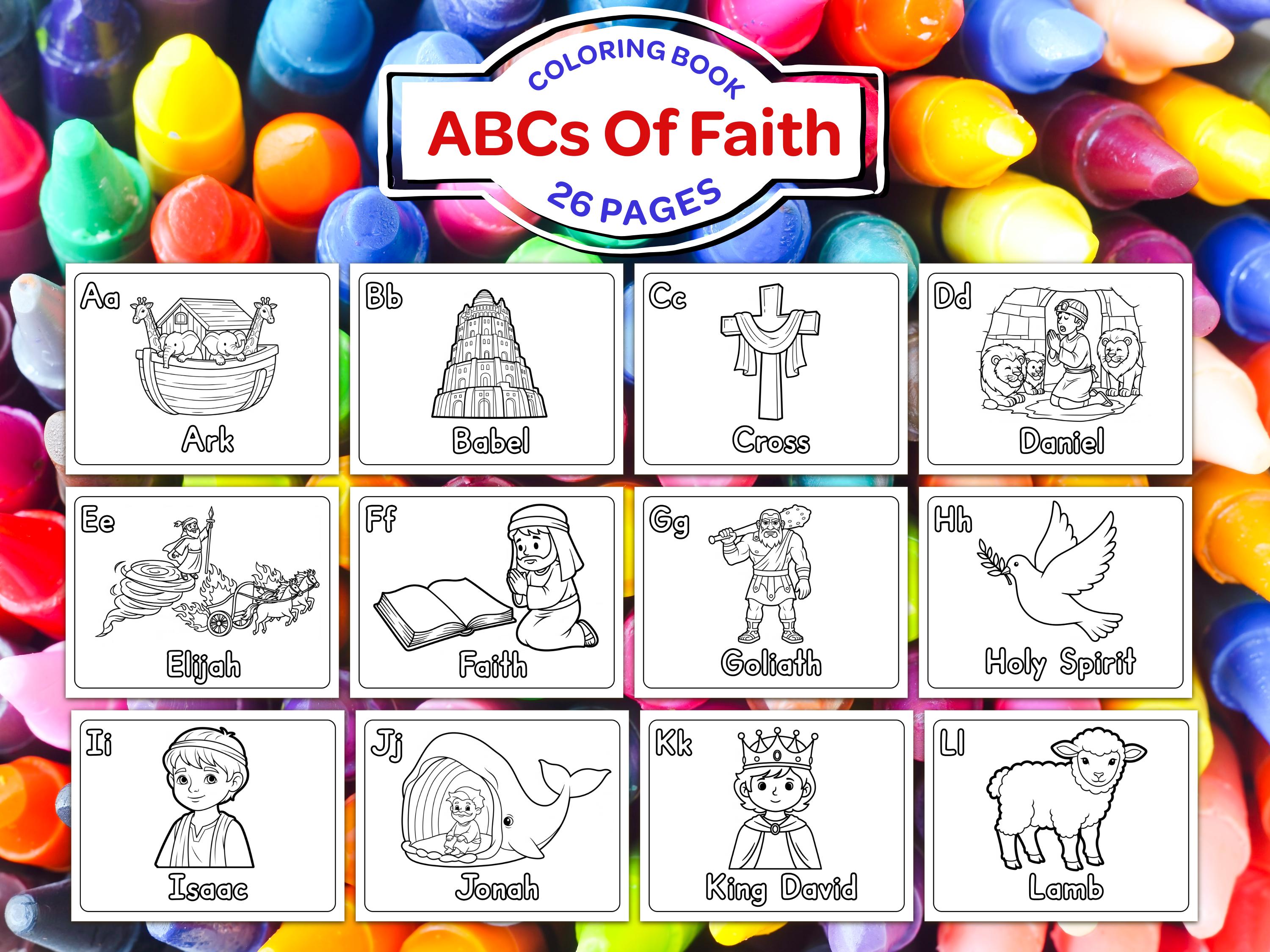 Abcs Alphabet Bible Coloring Pages | Christian Education Coloring Book ...