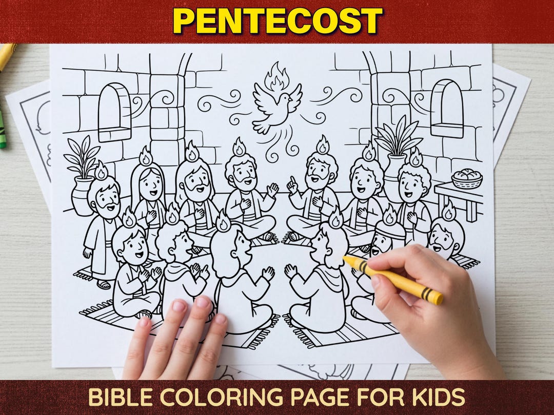Pentecost Bible Coloring Page | Jesus Followers Receive the Holy Spirit ...