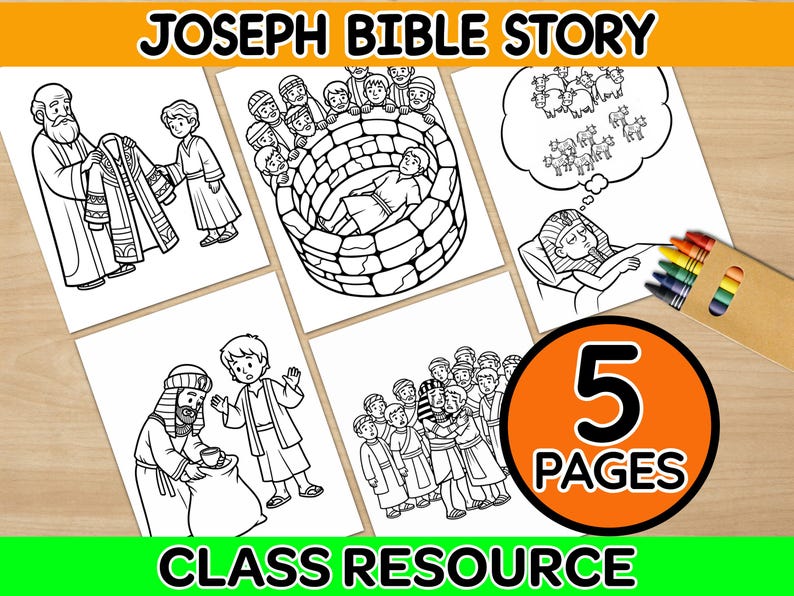 Joseph Bible Story Coloring Book for Kids | Church Sunday School Class ...