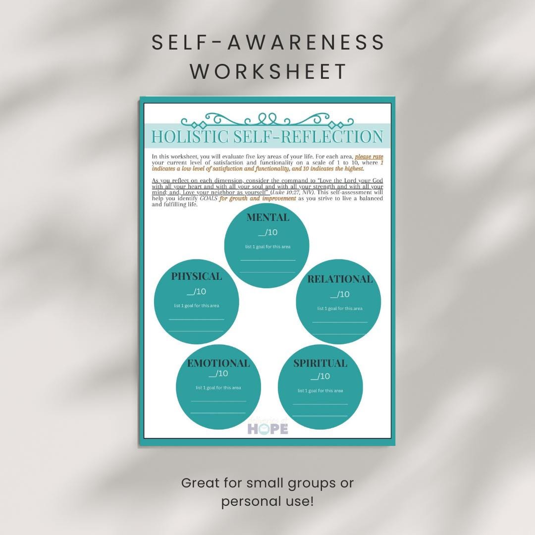 Holistic Self-reflection Worksheet - Etsy