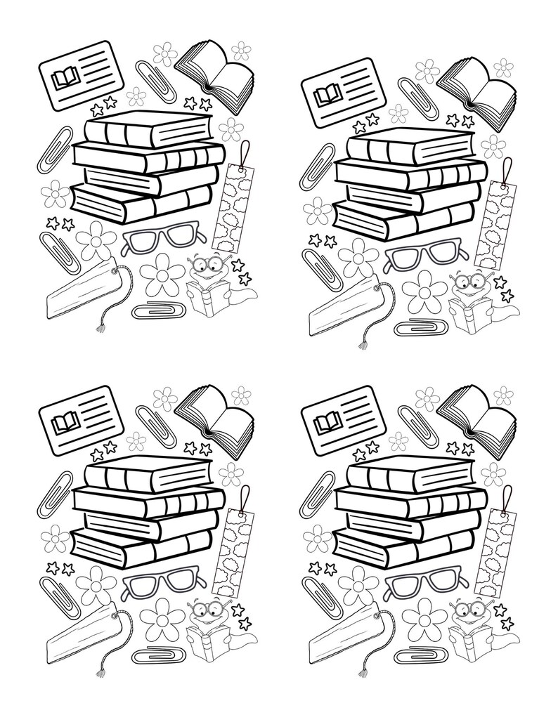 Book Lover Mini Coloring Pages – 2 Printable Designs | Books & Coffee ...