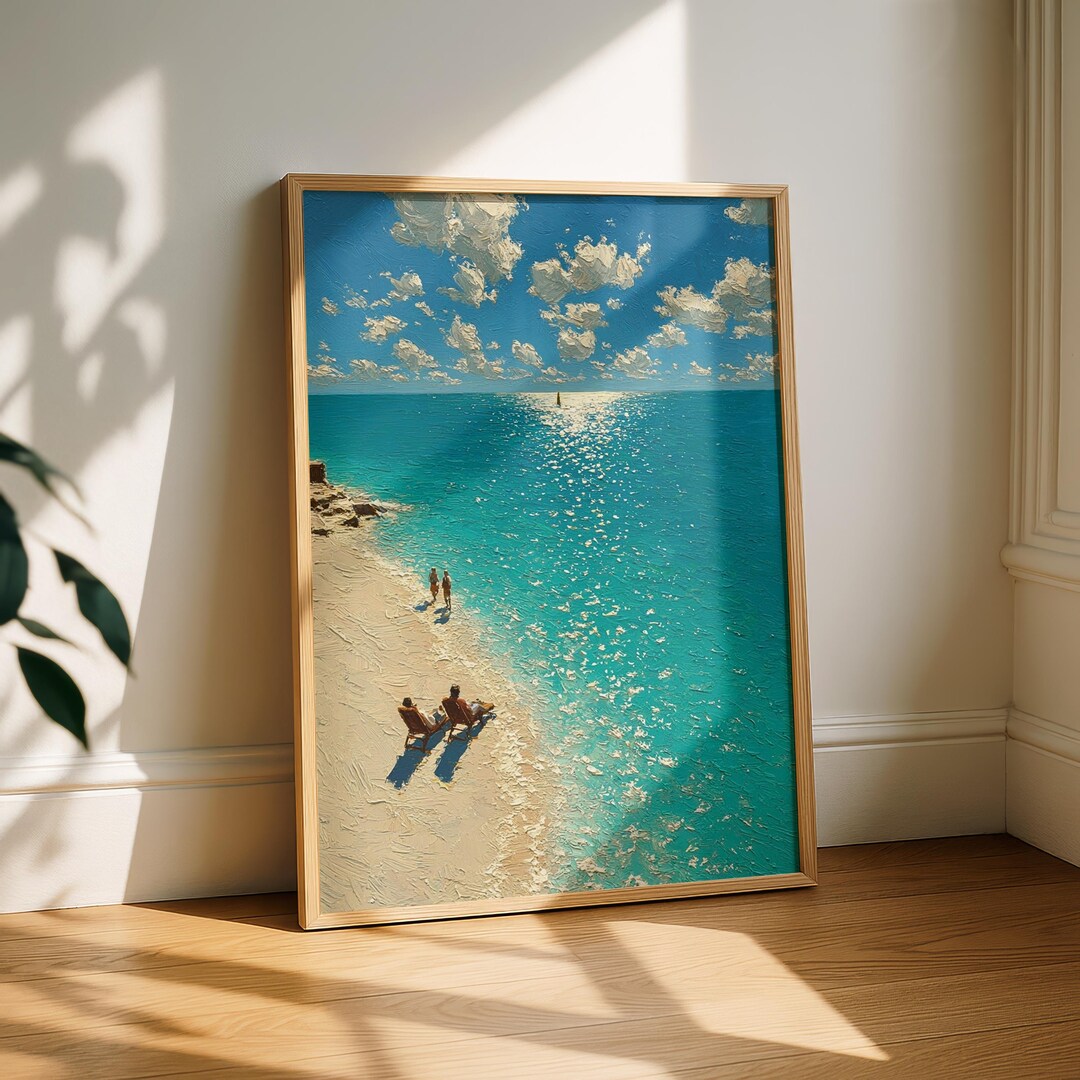 Sun Path Serenity Printable Beach Wall Art, Coastal Ocean Oil Painting ...