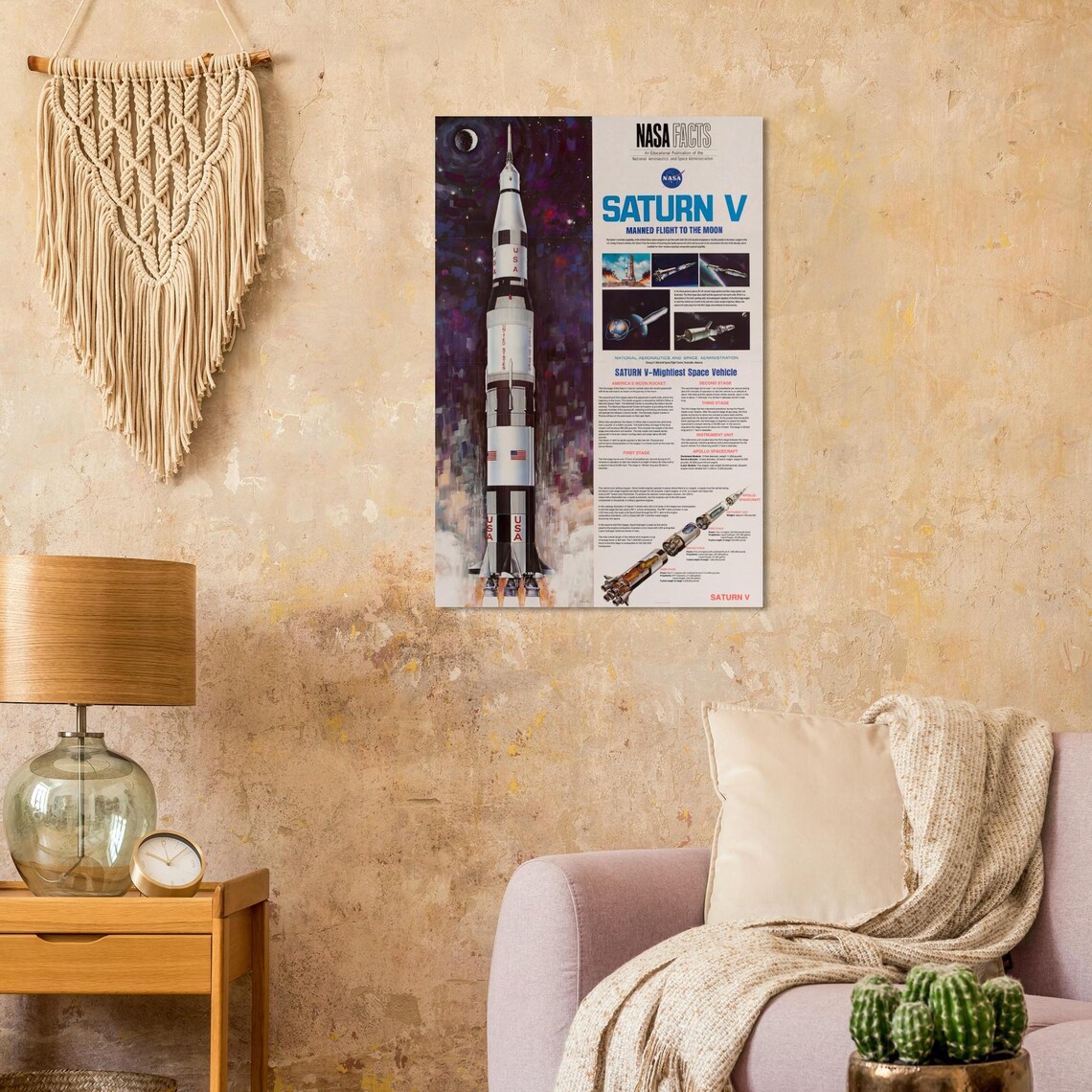 Vintage NASA Art | Saturn V NASA Fact Sheet Poster | Vintage Science ...