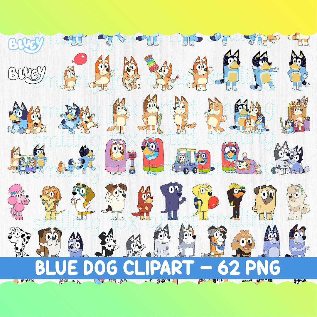 Mega Blue Dog Clipart Bundle, Blue Dog Birthday Themed, Blue Dog Family ...