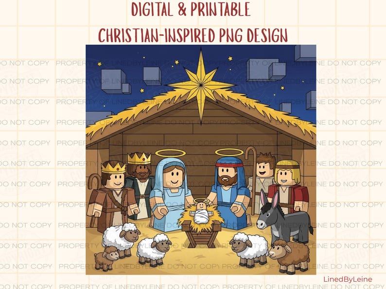Roblox Inspired Nativity PNG | Christian Christmas T-shirt Design ...