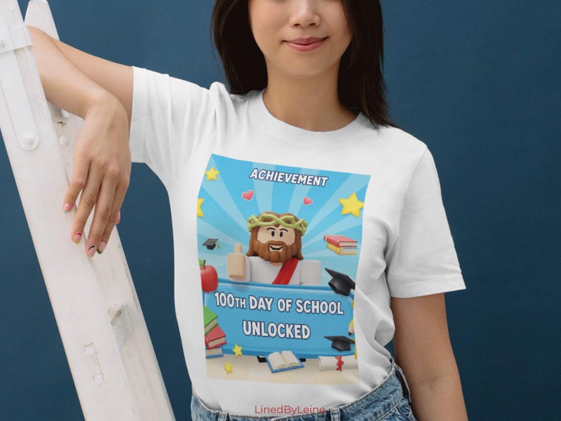 Jesus 100th Day of School PNG, Roblox Inspired Christian Design ...