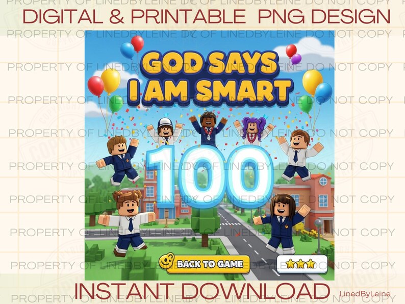 God Says I Am Smart PNG, Roblox 100 Days of School (digital Download ...