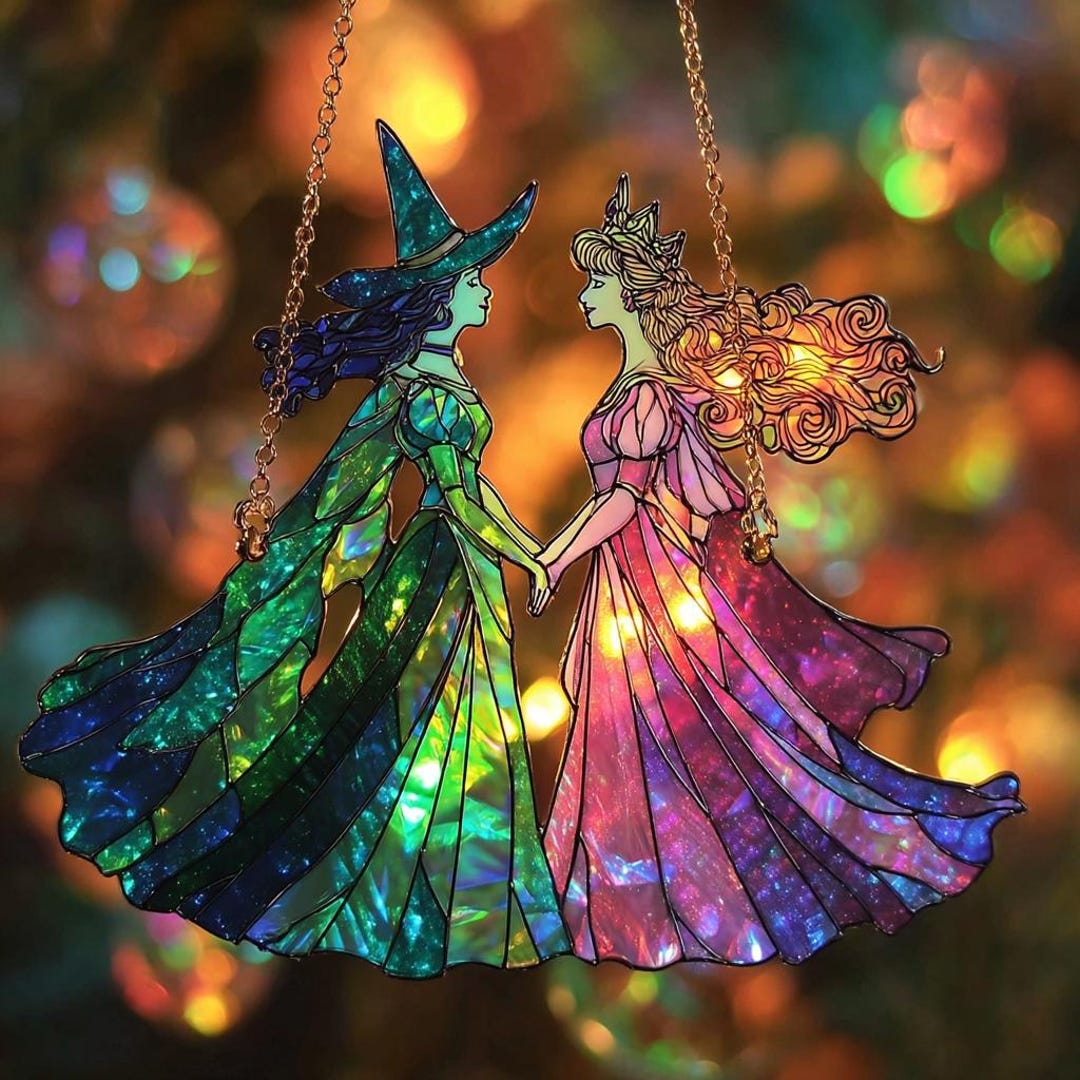 Elphaba and Glinda Besties Acrylic Ornament, Wicked Musical Window ...