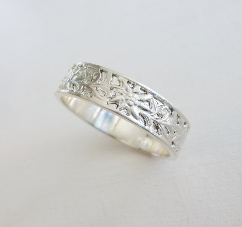 Edelweiss Ring Floral Wedding Band Sterling Silver Flower - Etsy