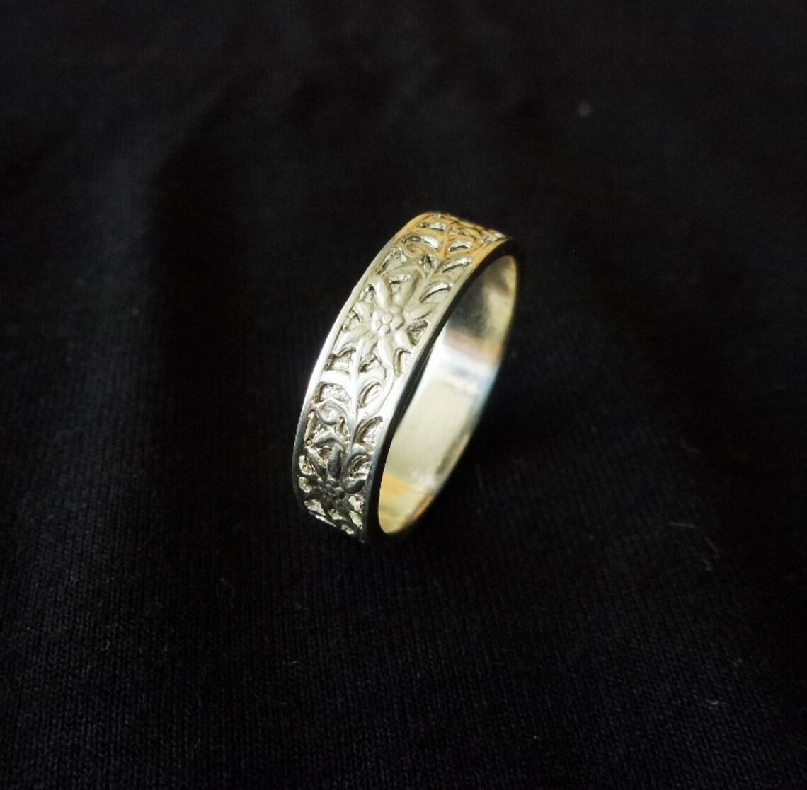 Edelweiss Ring Floral Wedding Band Sterling Silver Flower - Etsy