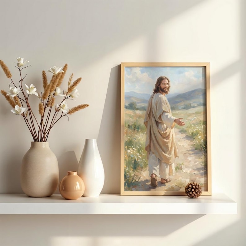 Follow Christ – Jesus Walking Path Wall Art | Christian Printable TV ...