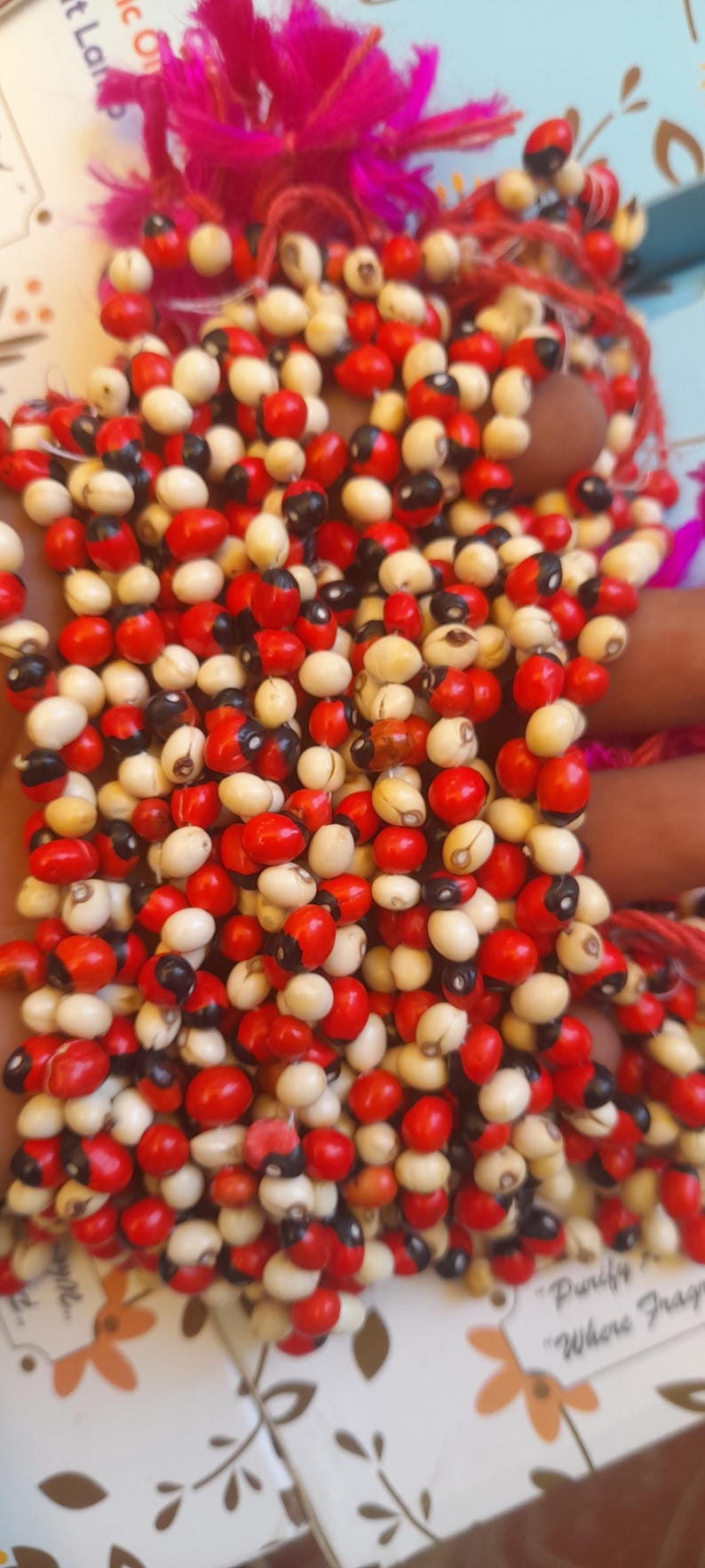 Original Gunja Mala Traditional Handmade Red Black White Beads Necklace ...