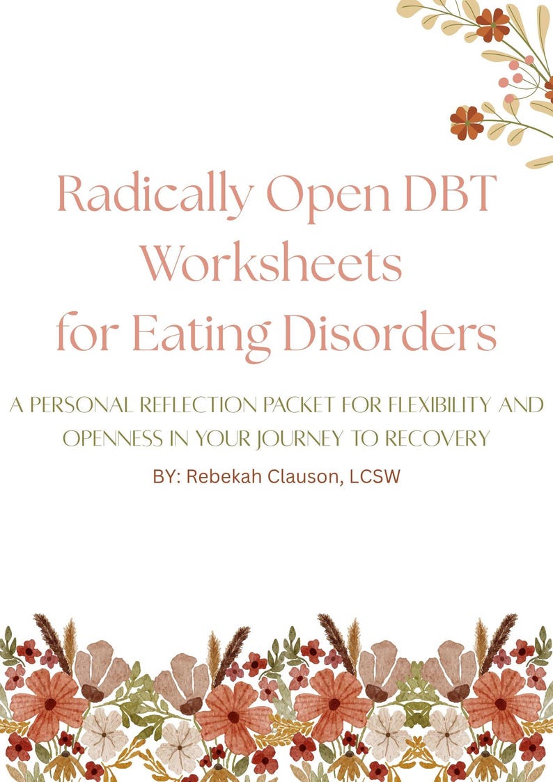 Radically Open DBT Worksheets for Eating Disorder Recovery | Printable ...