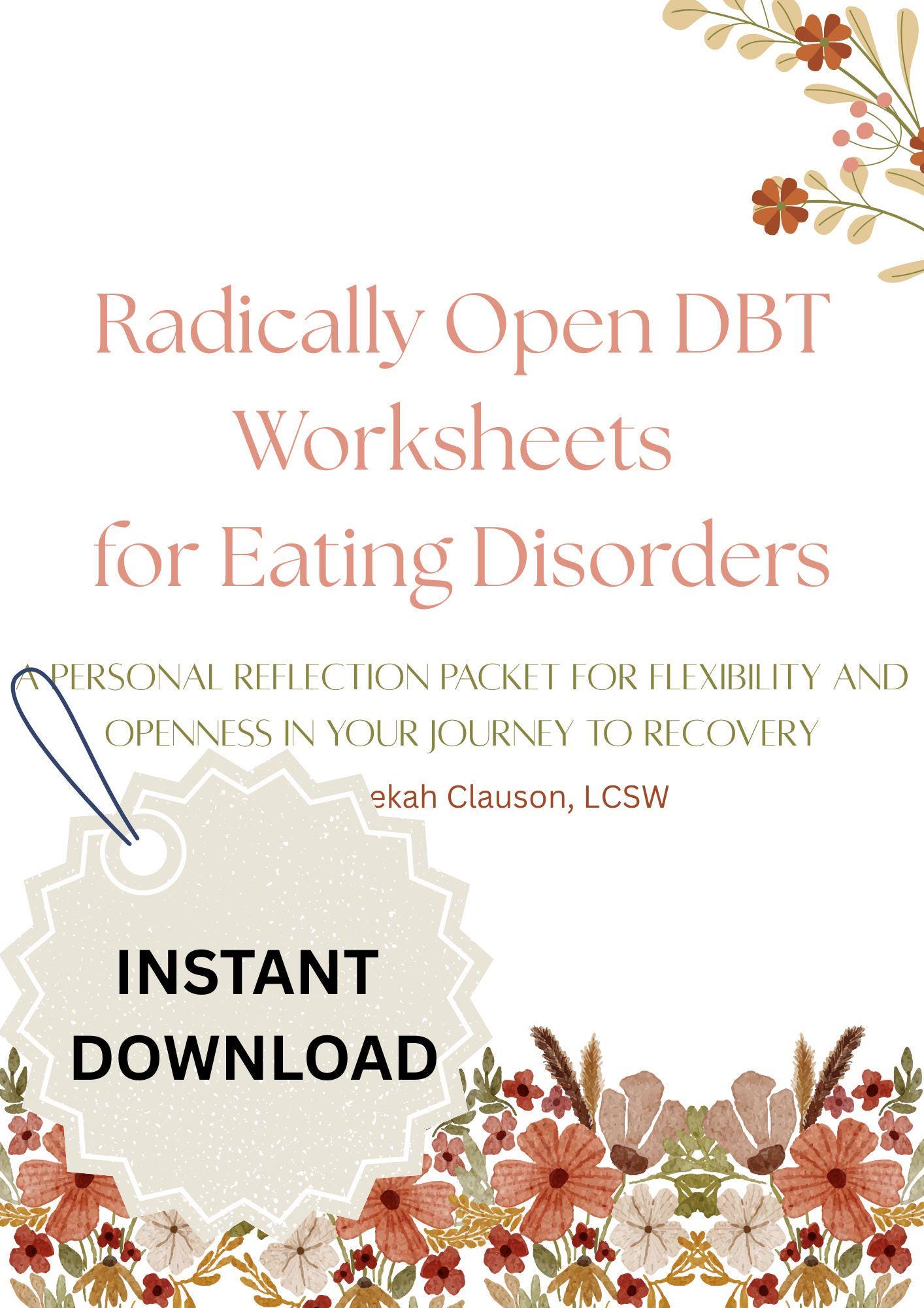 Radically Open DBT Worksheets for Eating Disorder Recovery | Printable ...