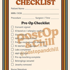 PACU Nurse Survival Bundle Pdf | Brain Sheet, SBAR, Checklist & IV ...