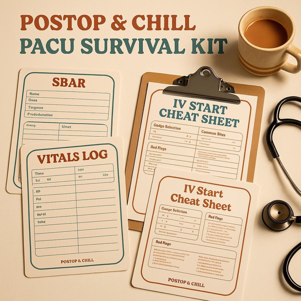 PACU Nurse Survival Bundle Pdf | Brain Sheet, SBAR, Checklist & IV ...