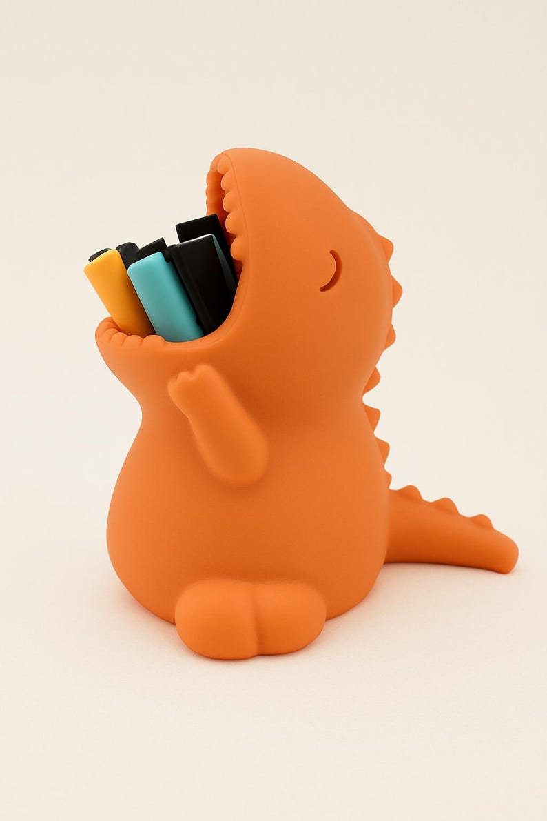 Adorable Dinosaur Pen Holder – Fun Desk Organizer | Cute Stationery ...