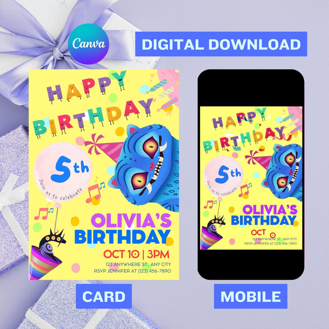 Personalized Kpop Demon Hunters Birthday Invitation, Derpy Animated ...