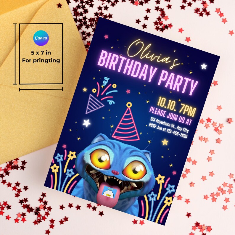 Editable Custom Kpop Demon Hunters Derpy Animated Birthday Invitation ...