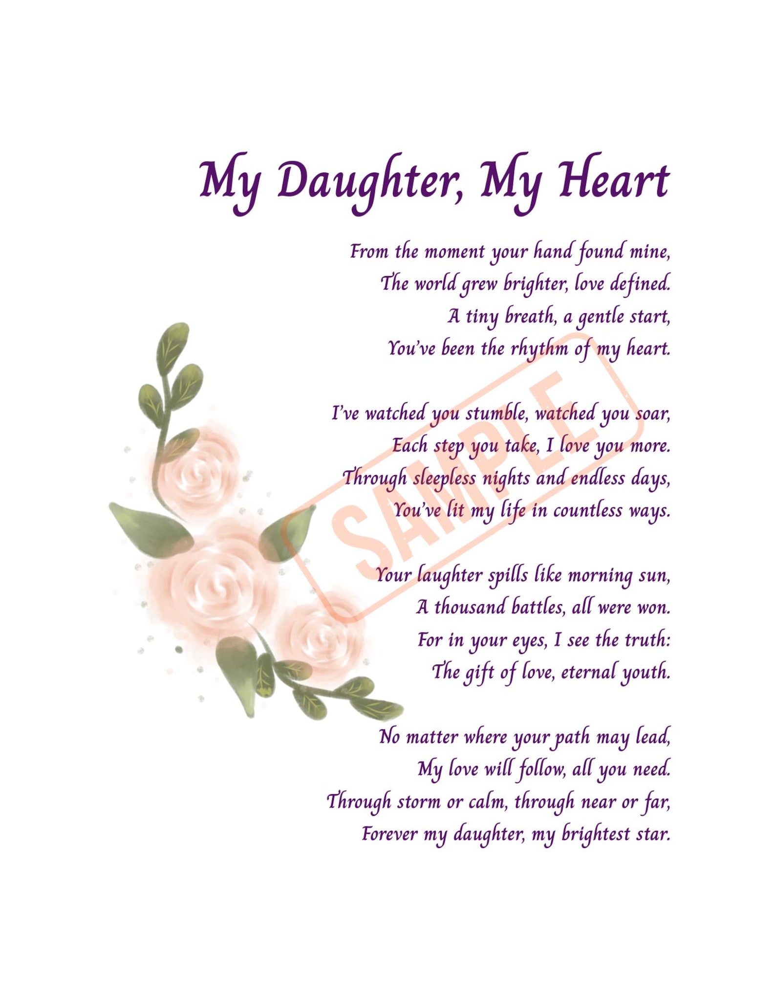 Daughter Poem Print, Heartfelt Keepsake Gift (PDF) - Etsy