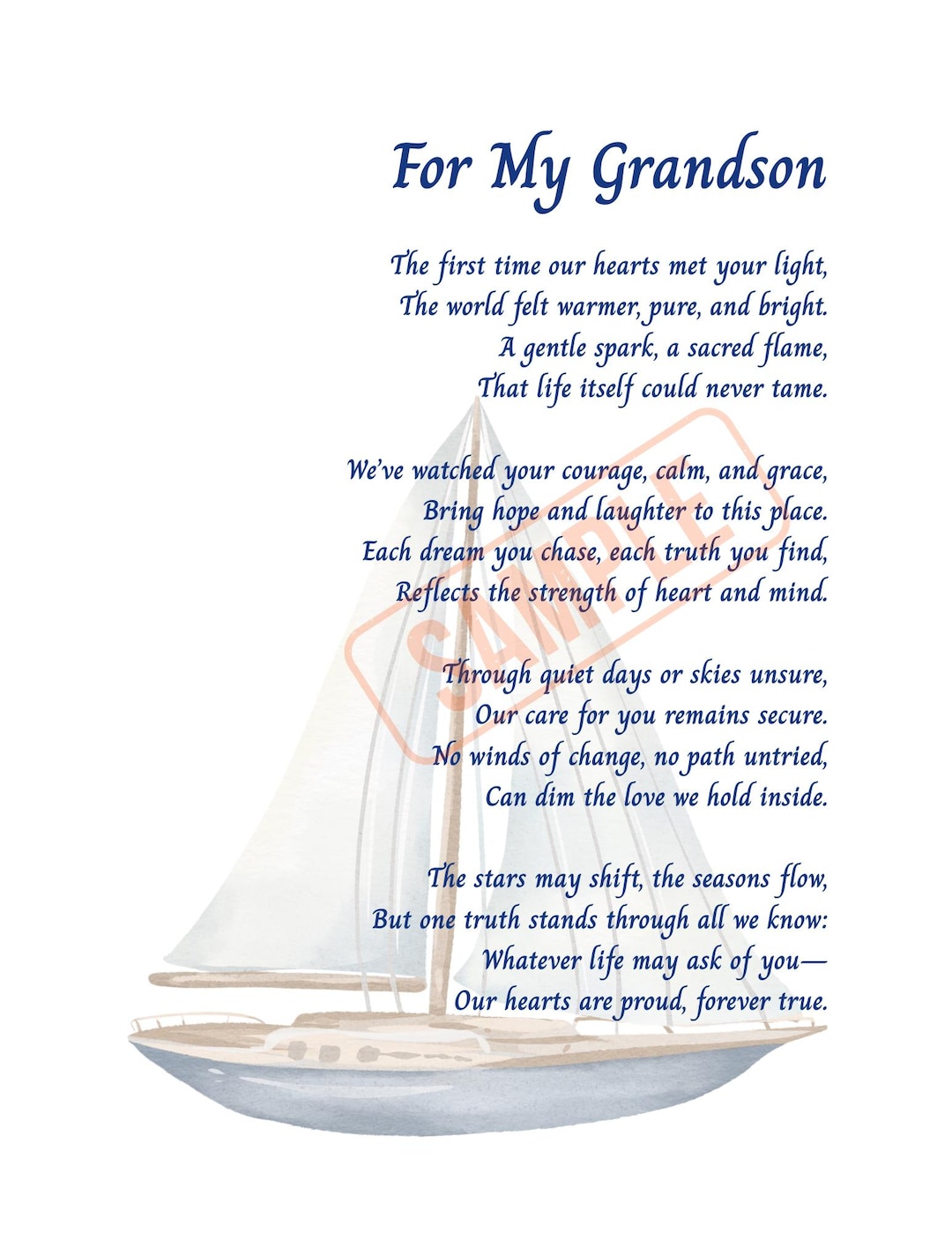 Grandson Poem Print, Heartfelt Keepsake Gift (digital Download) - Etsy