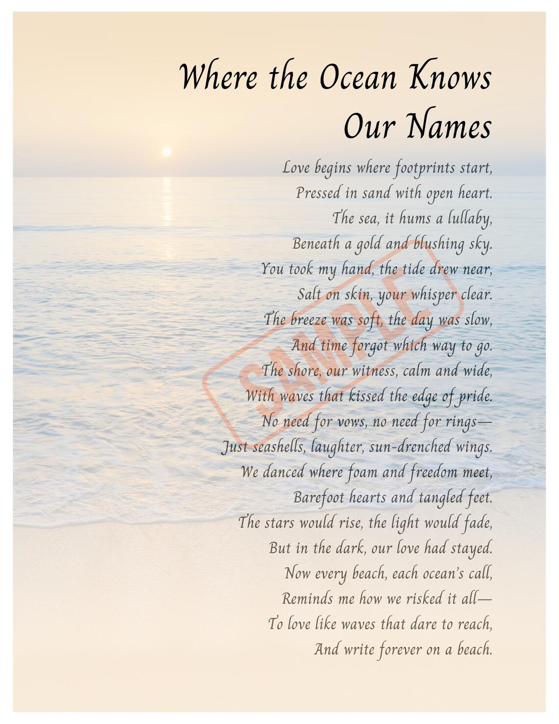 Beach Love Poem Print - Ocean Romance Anniversary Gift (digital ...