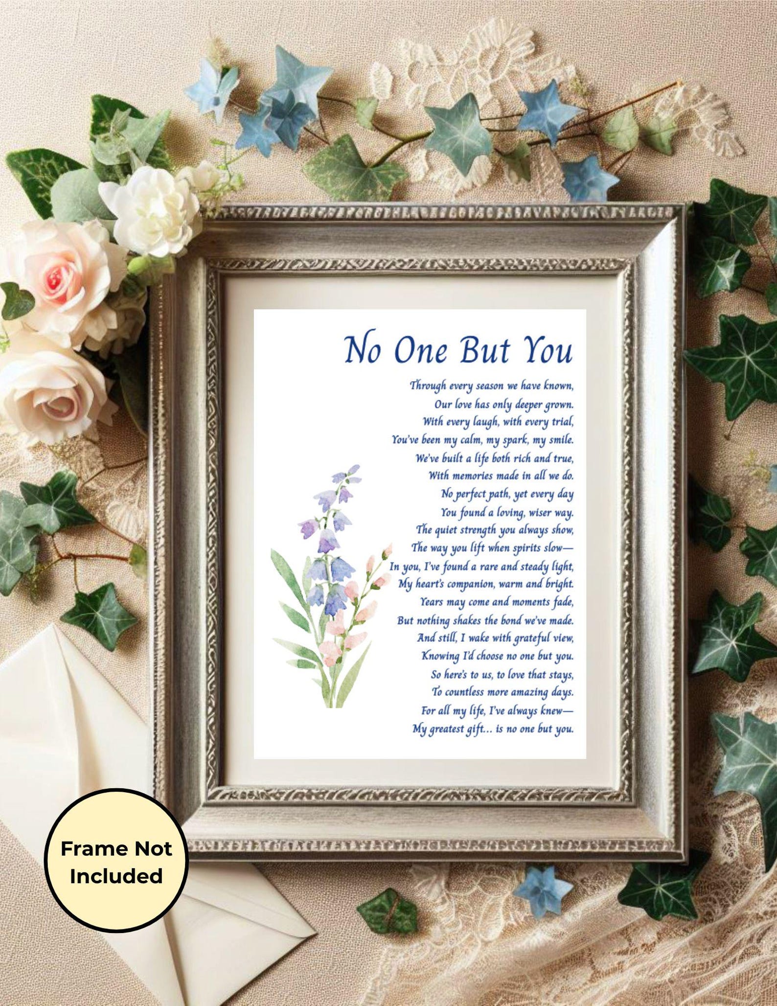 No One but You - Love Poem Print: Anniversary Gift, Romantic Wall Decor ...