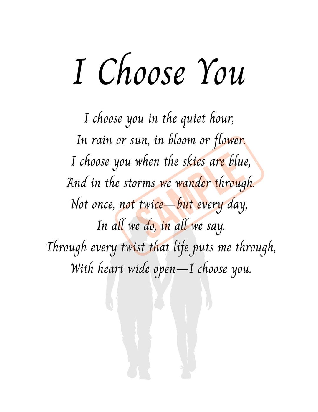 I Choose You Love Poem Print – Anniversary Gift, Sentimental Wall Art ...