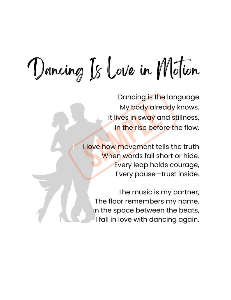 Dancing is Love Poem Print: Gift, Romantic Wall Decor (digital Download ...